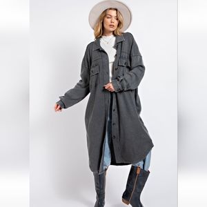 easel | Jackets & Coats | New Easel Ash Thermal Button Down Shirt Dress ...
